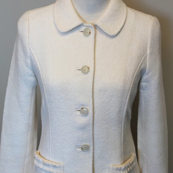 Talbots | Jackets & Coats | Nwot Talbots Ivory Boiled Wool Blend Blazer ...